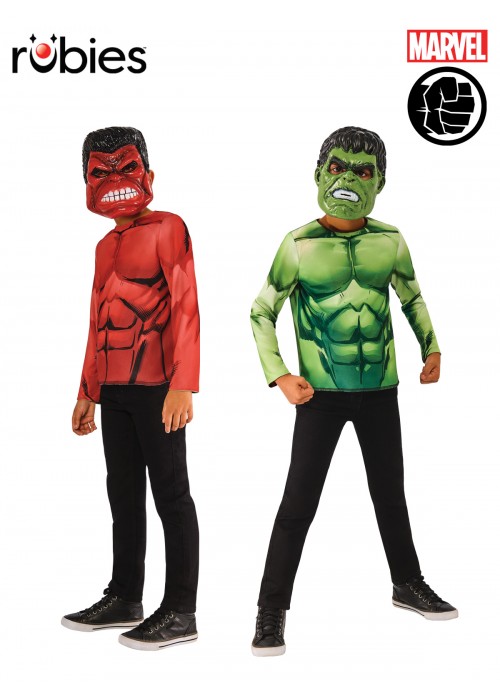 Red Hulk/Green Hulk Reversible Costume Top & 1/2 Child Mask Item