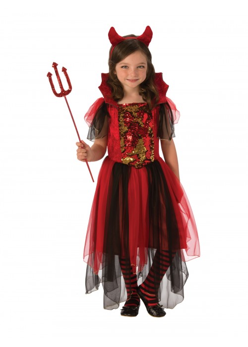 Colour Magic Devil Girl Child Costume for Halloween Fun
